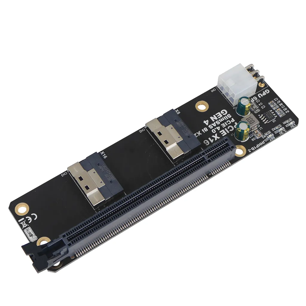 2Port SlimSAS 8i x2 to PCIe 4.0 x16 Slot Adapter Card SFF8654 Riser ...