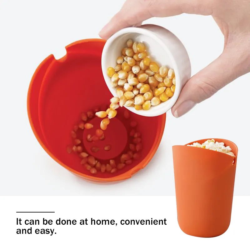 Silicone Microwave Popcorn Maker Foldable Bowl With Lid For Easy DIY ...