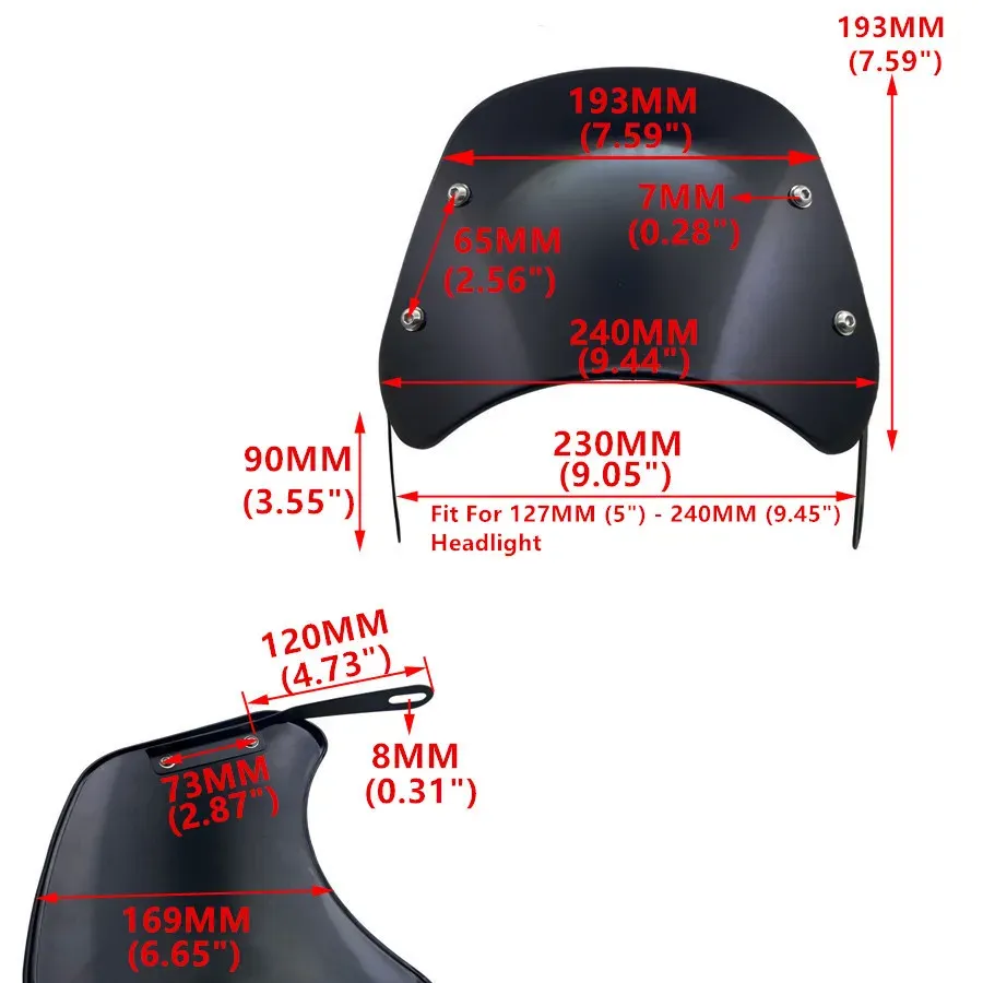 DHgate.com:Universal Black Motorcycle Windshield Wind Deflector ...