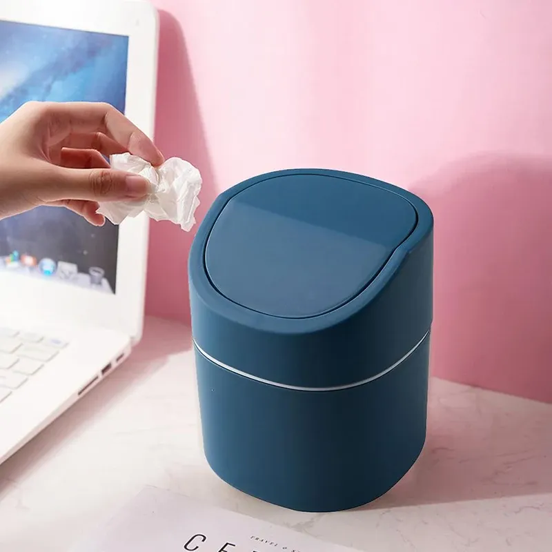 Compact Desktop Garbage Trash Can Ideal For Home And Office Use Round ...