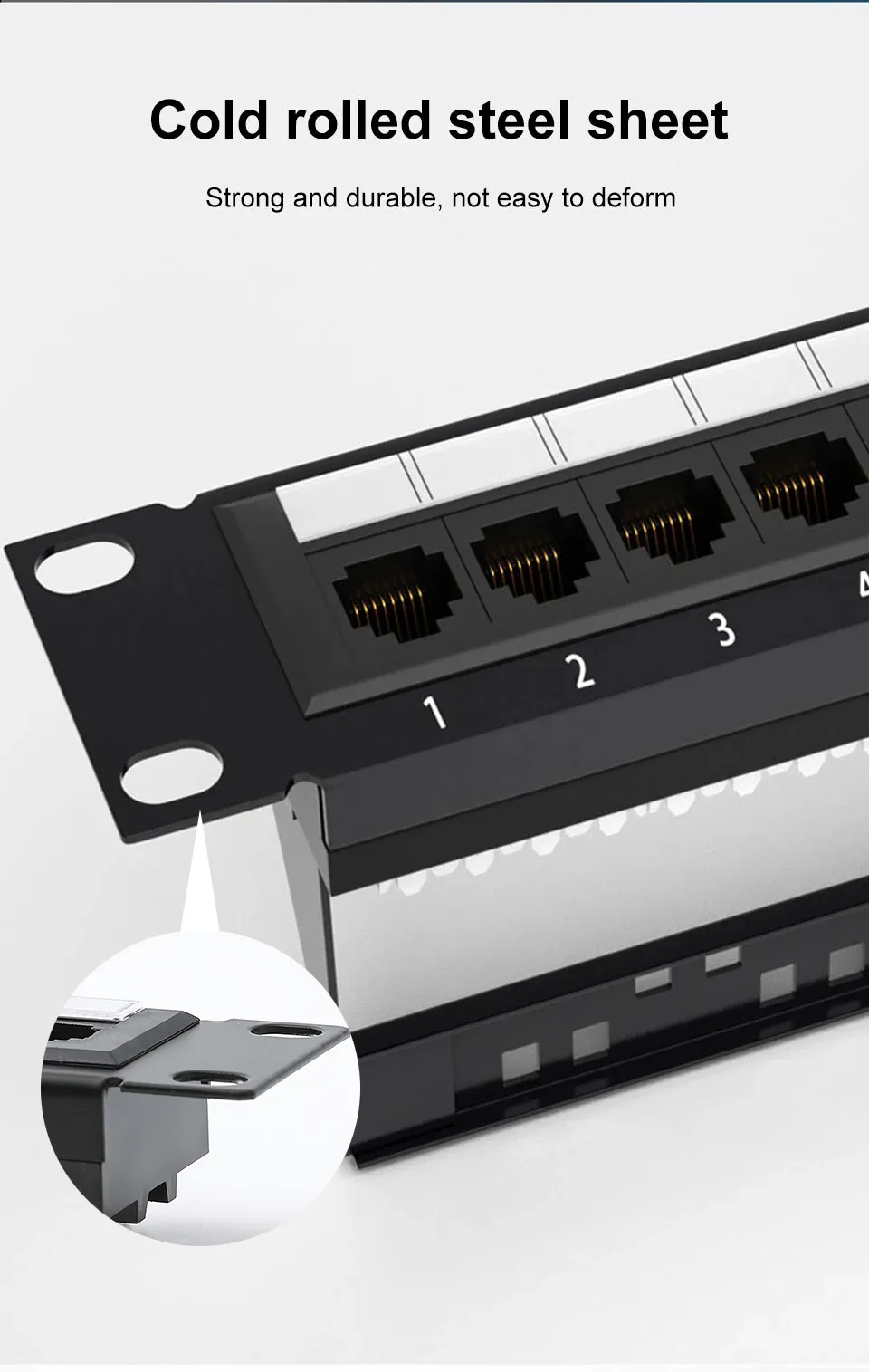24 Port CAT6 UTP Patch Panel Rackmount 19 Inch, KeyStone Modules, RJ45 Cable Frame, Rack Panel ...