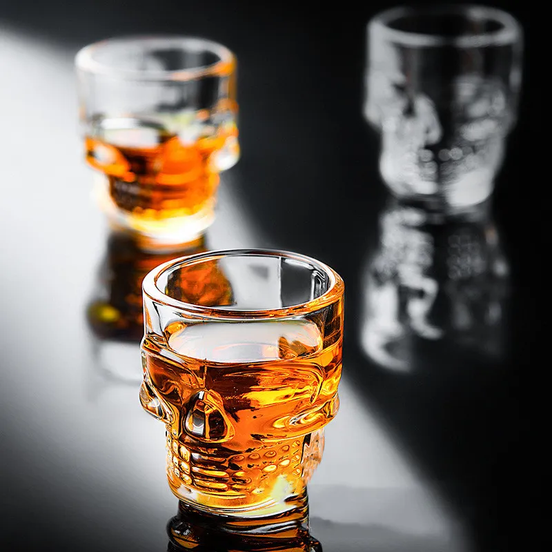 2-Piece Skull Head Shot Glasses, Crystal Clear Glassware for Wine ...