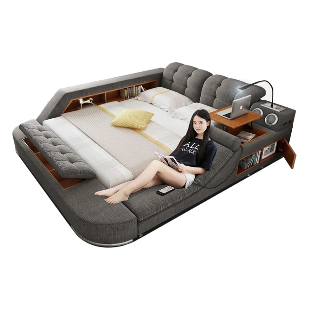 Multifunctional Smart Bed Frame - Upholstered Tatami Bed with Bluetooth ...