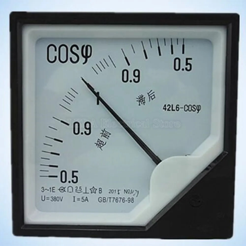 High Accuracy AC Power Factor Meter - 42L6 COS, 5A, 220V/380V, Pointer ...