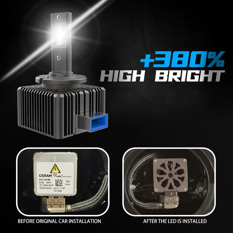 DAWNKNIGHT D2S D5S LED Headlight Bulbs Replacement Original HID D1S D2R D4R D4S D3S D8S Plug And ...