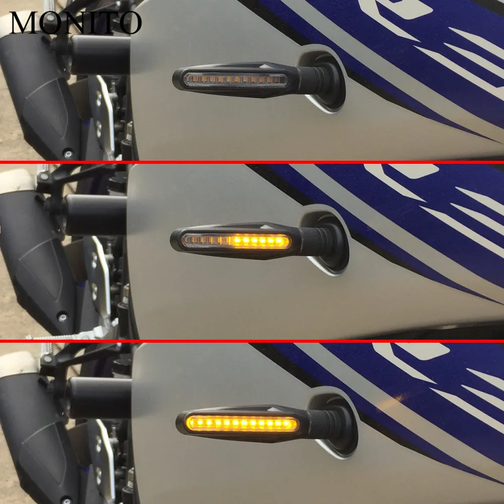 Motorcycle LED Turn Signals Flowing Water Blinker Indicators For Suzuki ...