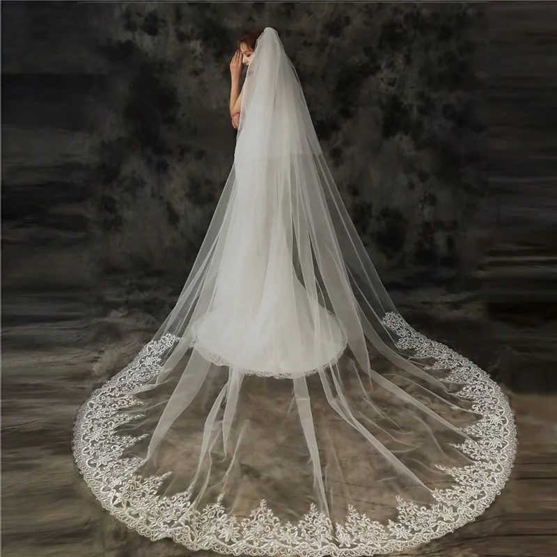 New Arrival Cathedral Wedding Veil for Bride with Lace Edge, Long ...