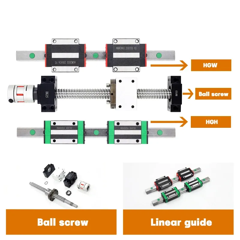 CNC Router Kit: 15mm Linear Rails, Square Guide & Ball Screw Set ...
