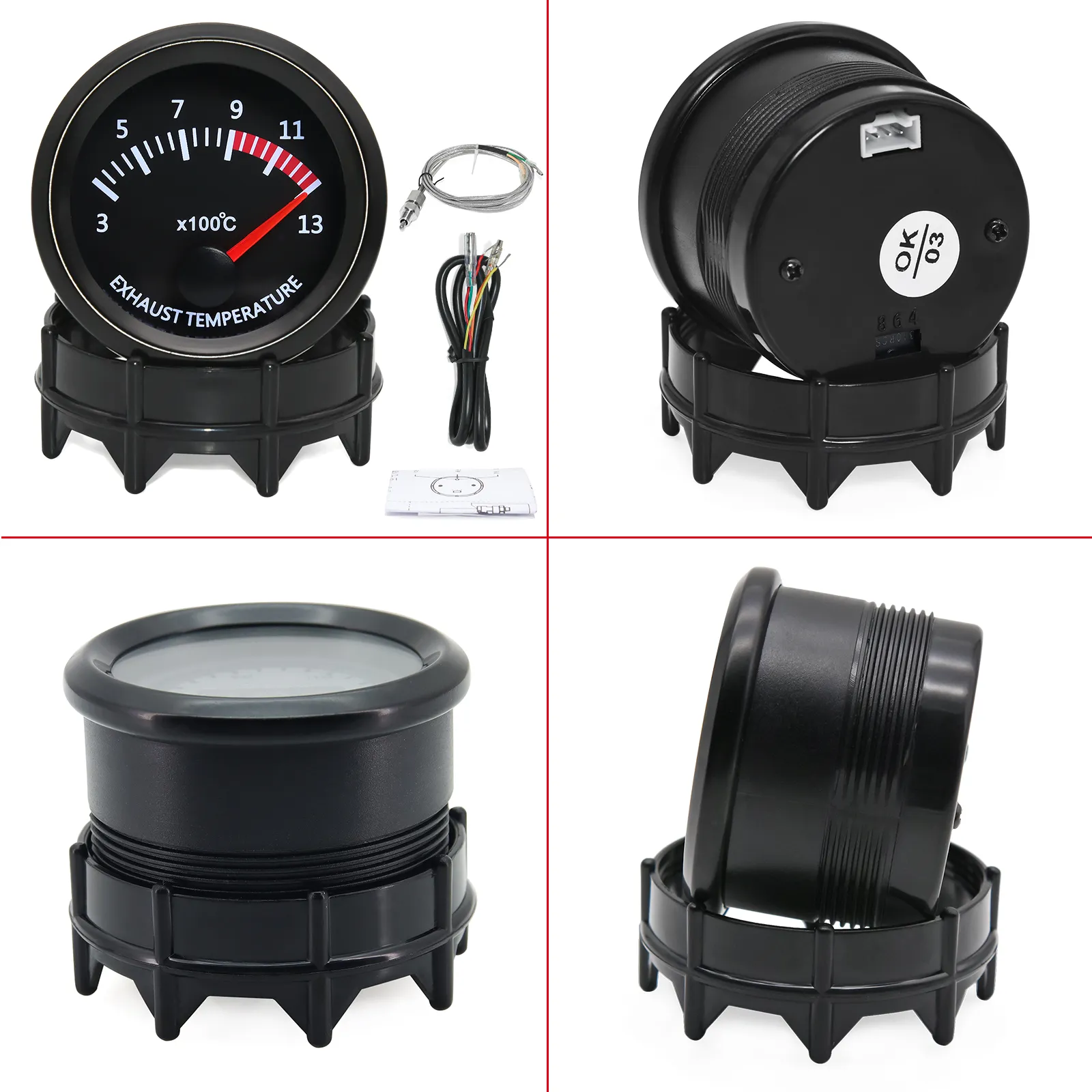 12V Heavy-Duty Exhaust Gas Temperature Gauge w/ Sensor | Accurate Digital Reading | Fits 2 Gauge ...