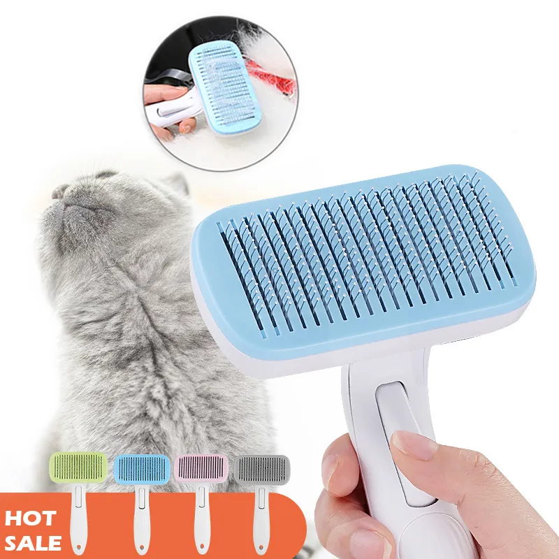 Pet Cat Brush Hair Remover Comb Self Cleaning Shedding Trimmer Comb for ...
