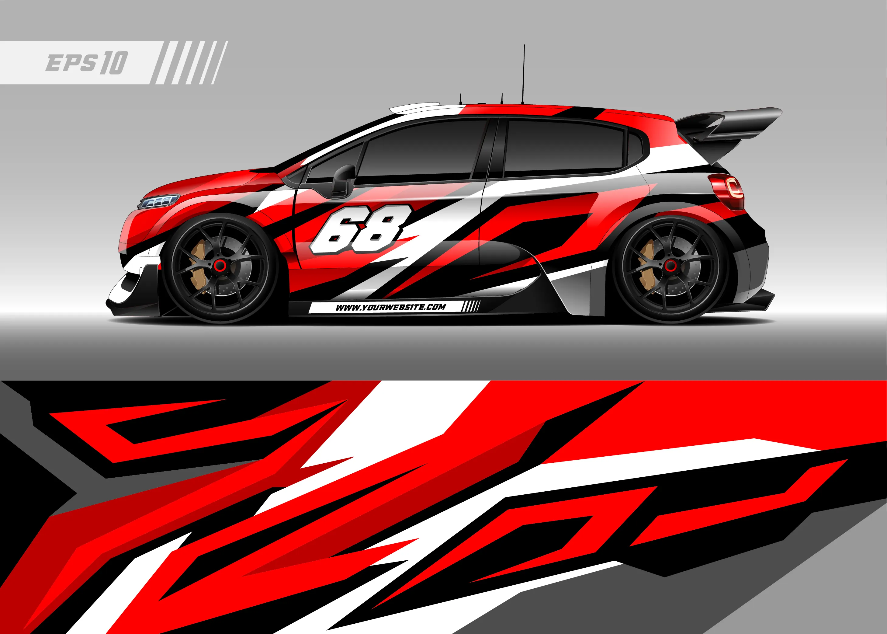 Car Wrapping Red Graphic Decals For Cars, Full Body Vinyl Wrap, Modern ...