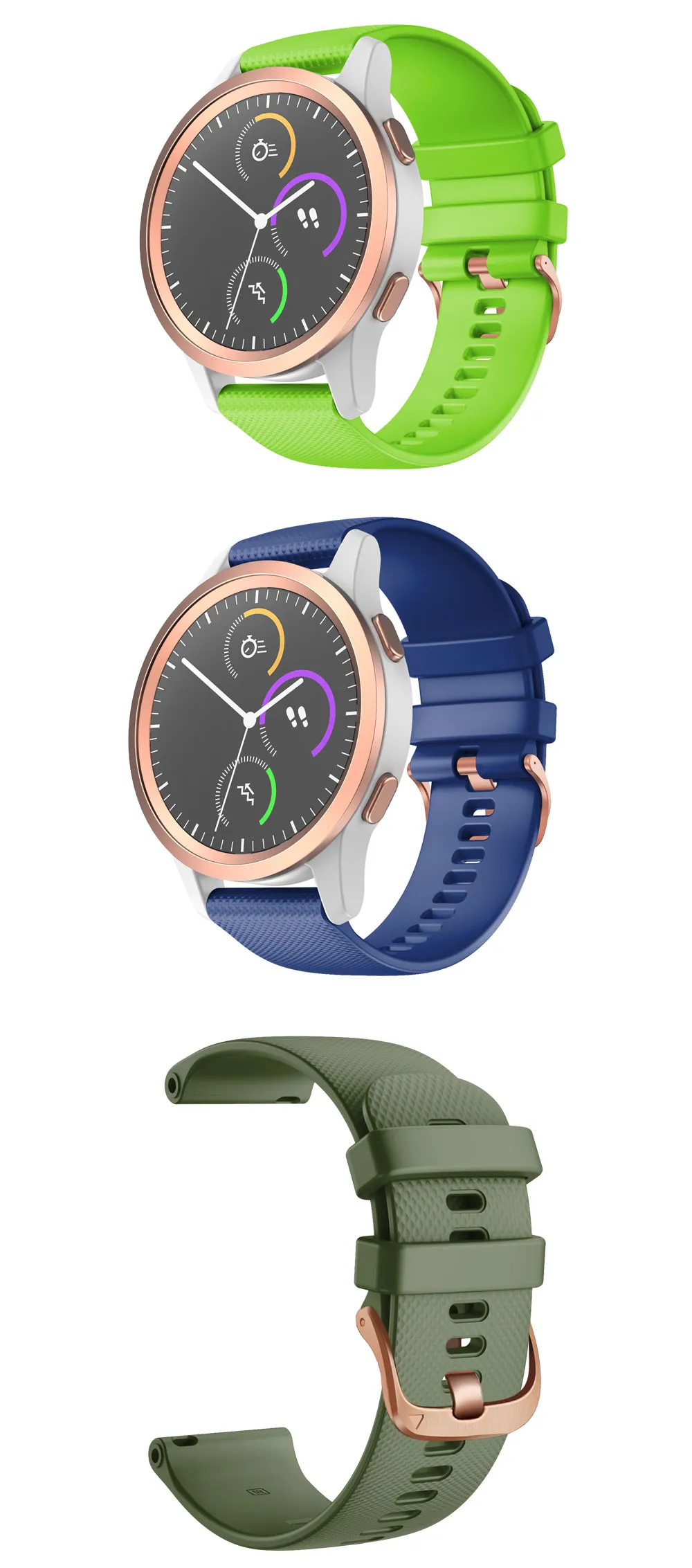 18 20 22mm Silicone Watch Strap for Garmin Venu 2 Forerunner 645 245 ...