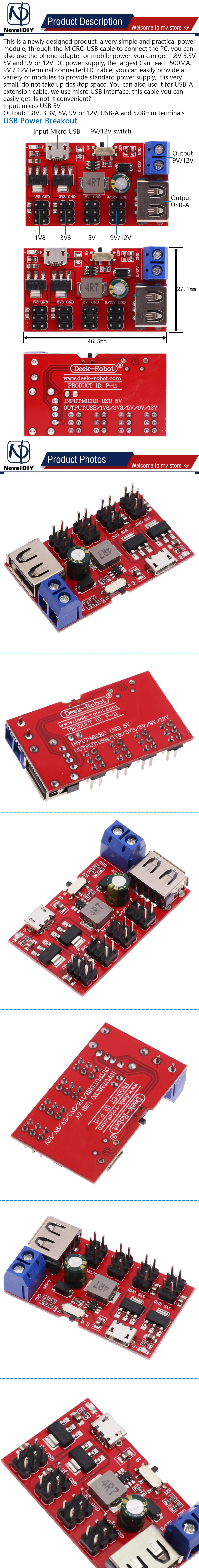 Arduino Mini USB Arduino Power Supply Module Module With Breakout DC To ...