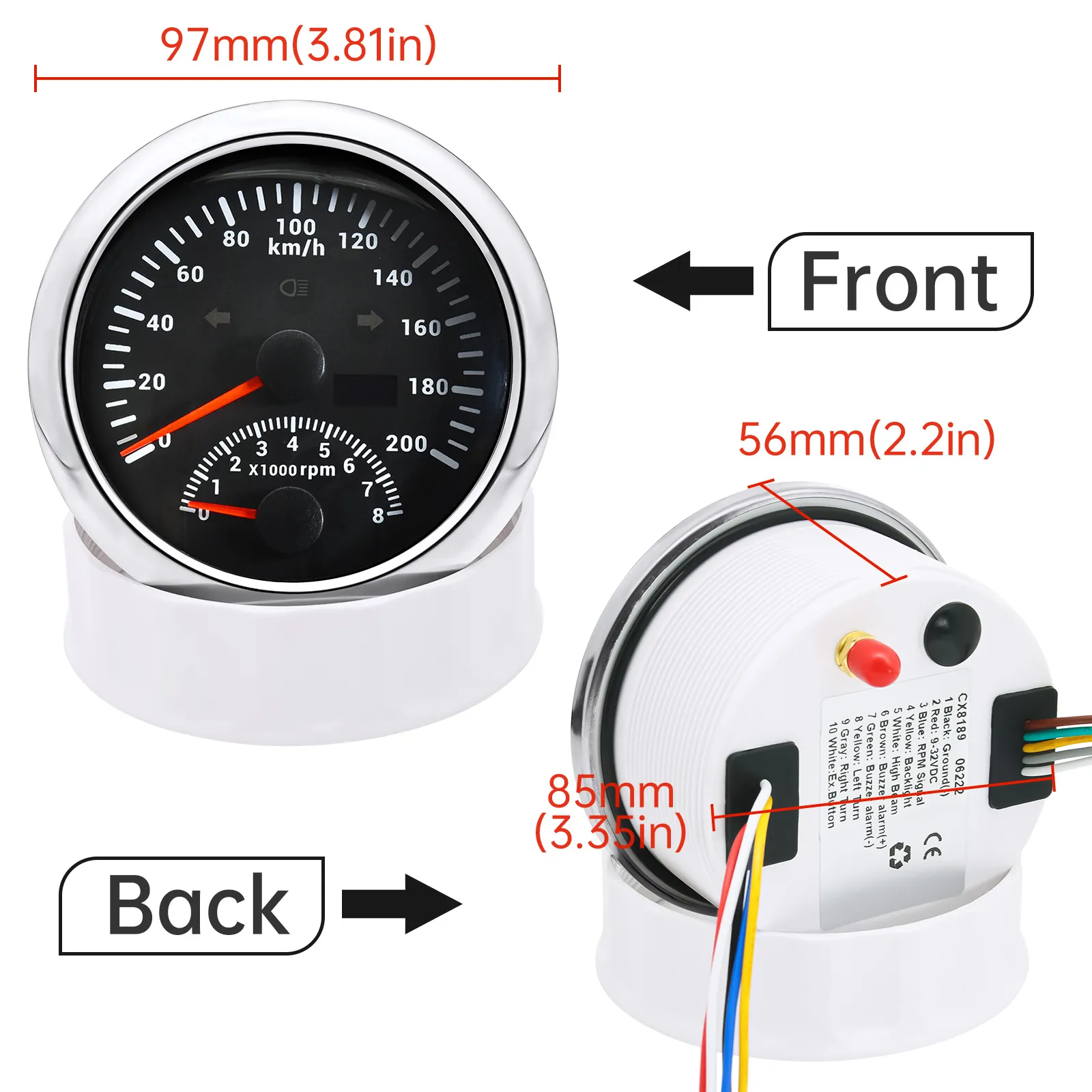 DHgate.com:5-in-1 Gauge Set 85mm GPS Speedometer & Tachometer with Fuel ...