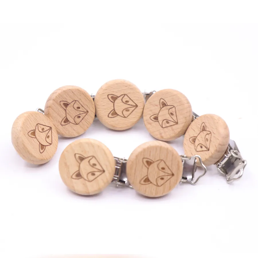 Beech Wood Pacifier Clips - Cute Animal Elephant & Heart Design, DIY ...