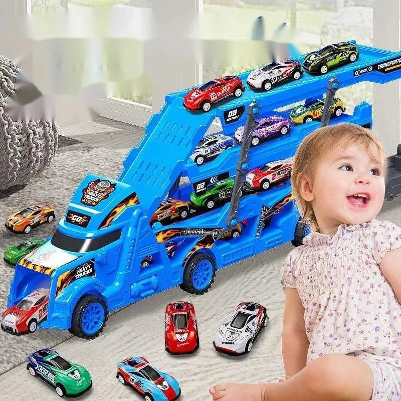 Large Toy Semi Truck And Trailer Deformation Transporter Car Toy With ...