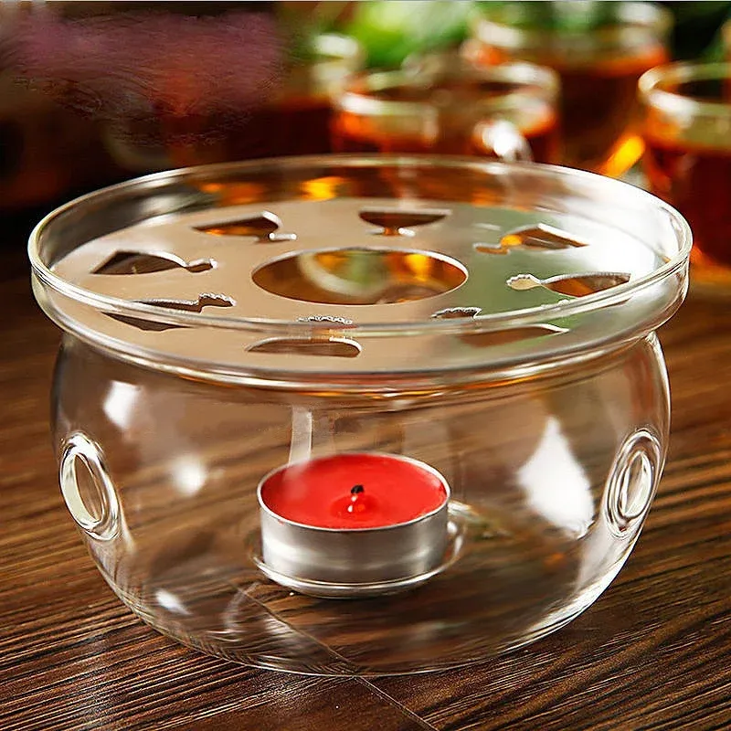 Clear Glass Teapot Warmer - Heat-Resistant Tea Warmer Base, Candle ...