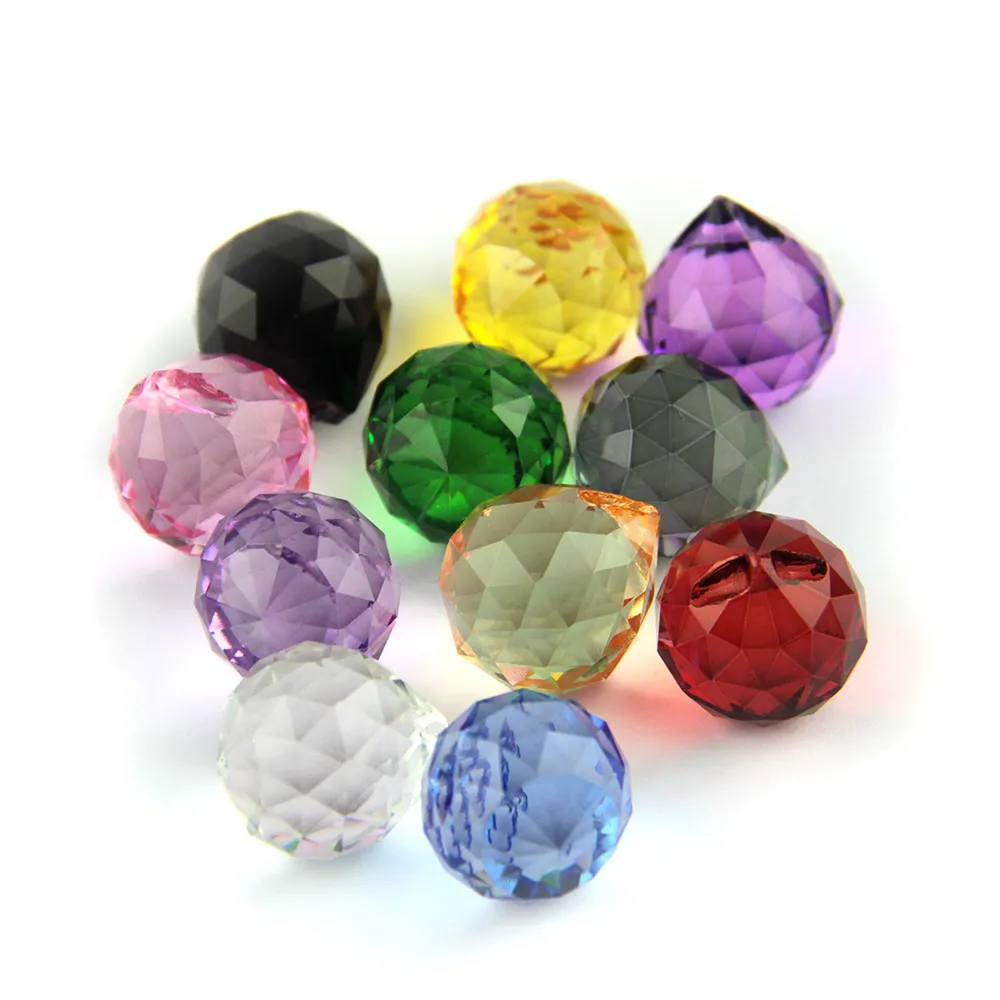 Colorful Crystal Faceted Ball Pendants - Prism Sun Catchers for Lamps ...