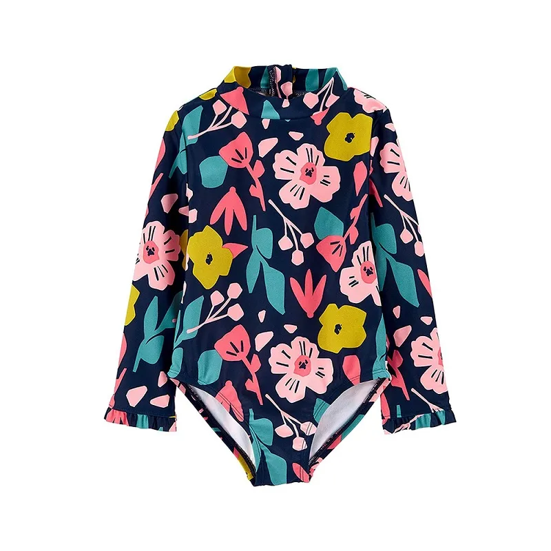 Children's Long-Sleeve Sun Protection Swimsuit, One-Piece Beach ...
