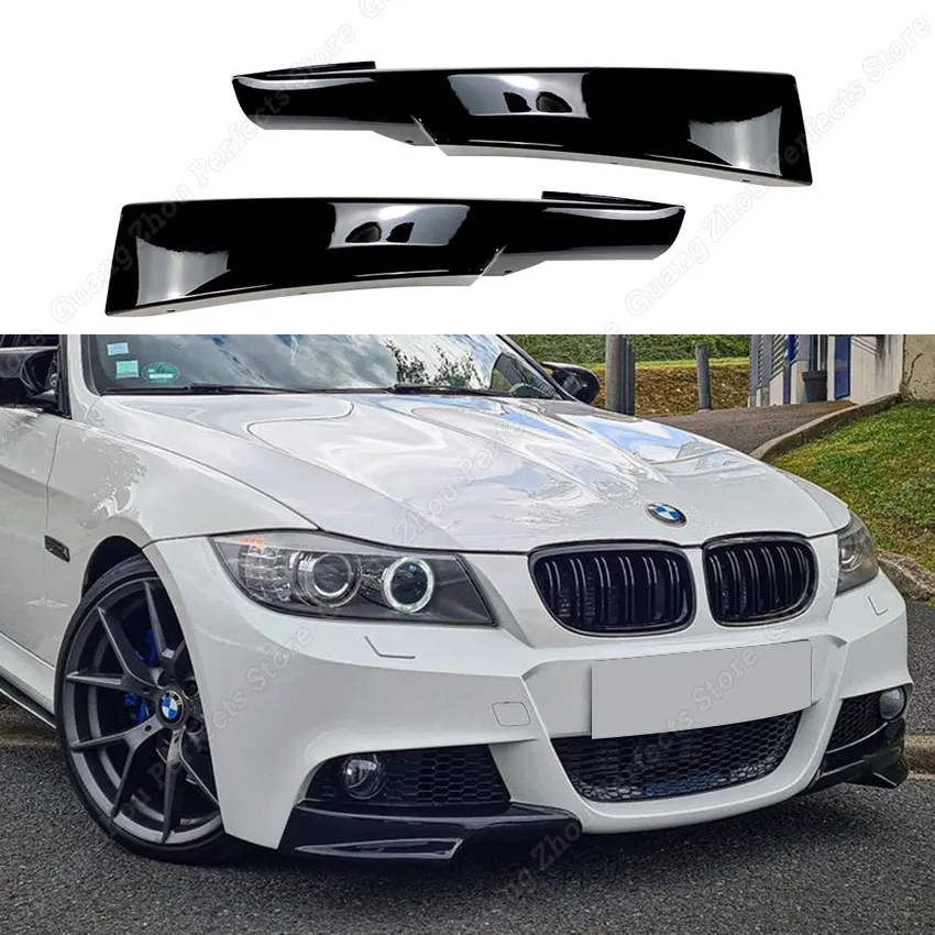E90 M Tech Bumper Lip Splitter Matte Black Front Spoiler Body Kit For ...
