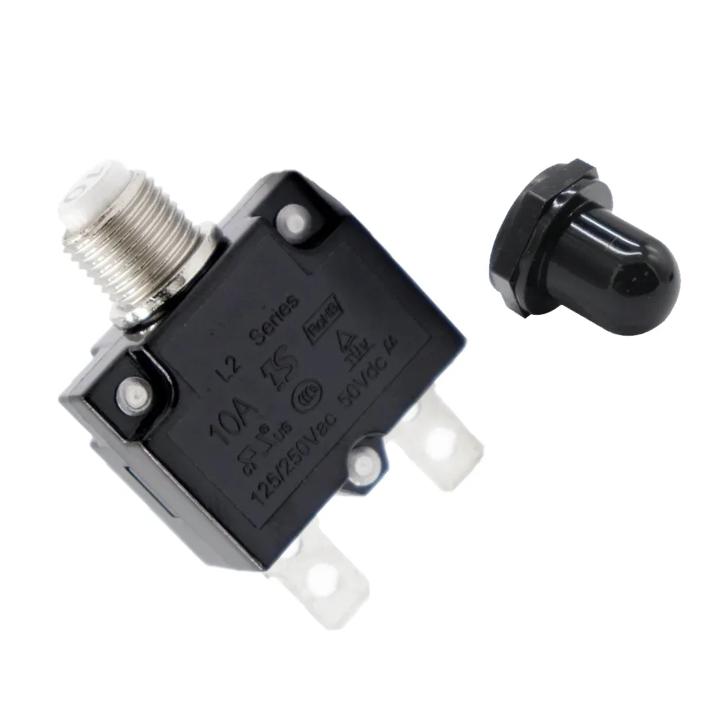 10A Circuit Breaker Overload Protector Switch Resettable with Black ...
