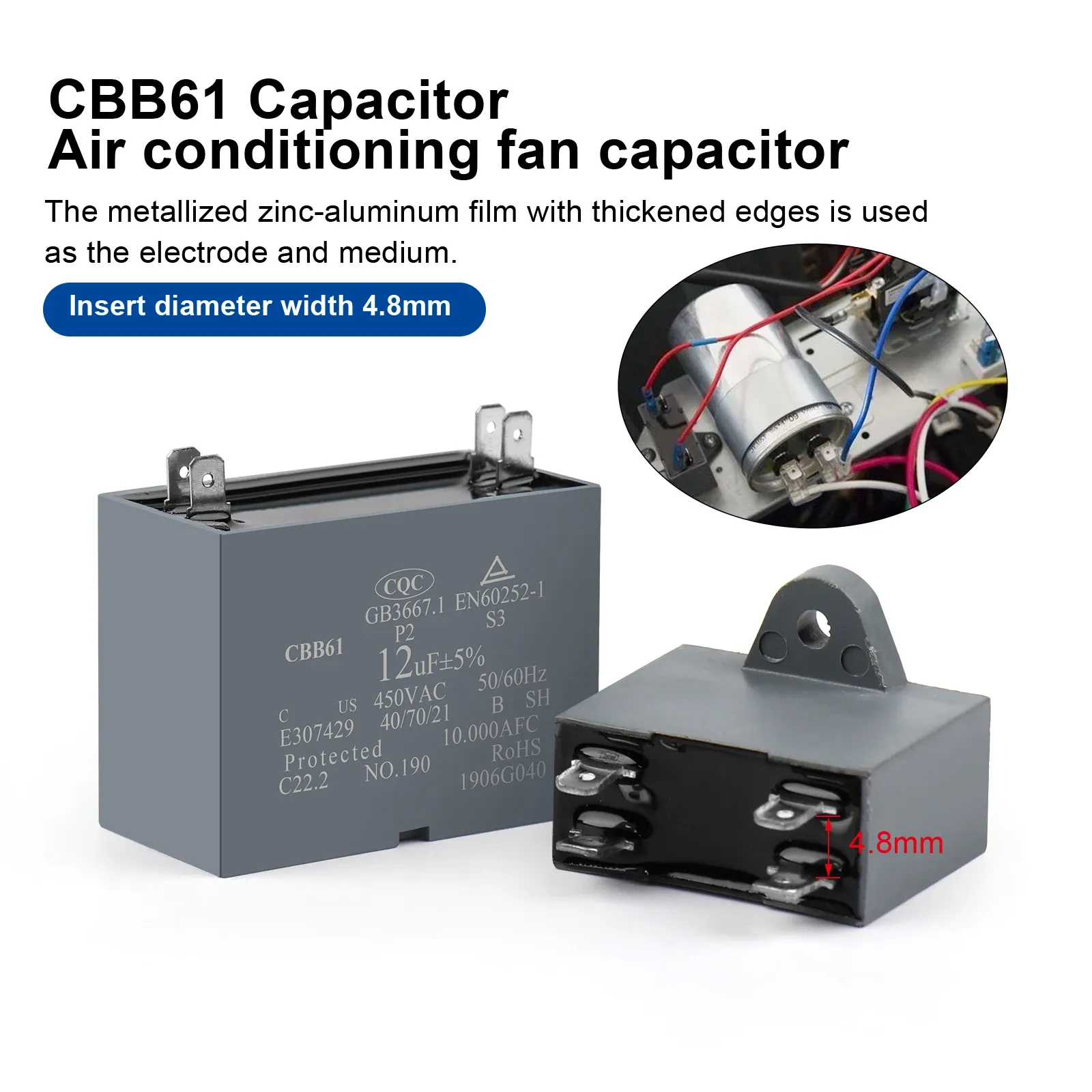CBB61 AC Capacitors: 450V Fan Motor Run Capacitor Set - Shop Now for ...