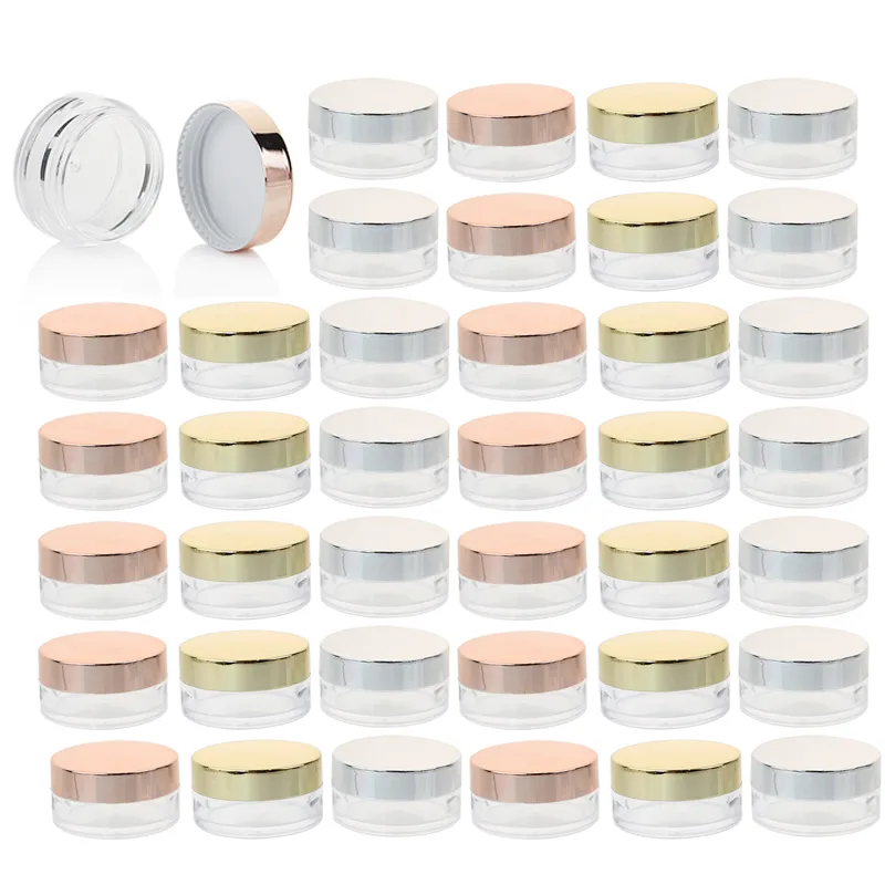 DHgate.com:Pack of 50/100 3g/10g Clear Plastic Cosmetic Jars with Lids ...