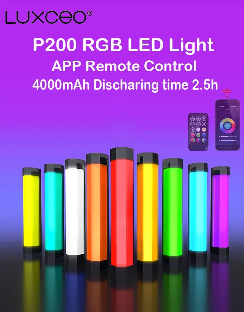 DHgate.com:LUXCEO P200 RGB Video Light - App Controlled Handheld 3000K ...