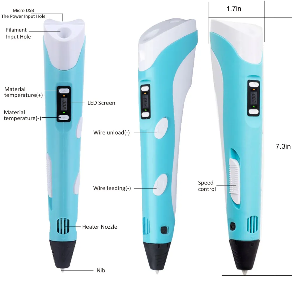 Dikale 3D Pens w/ LED Display & 9M Filament - Creative DIY 3D Printer ...