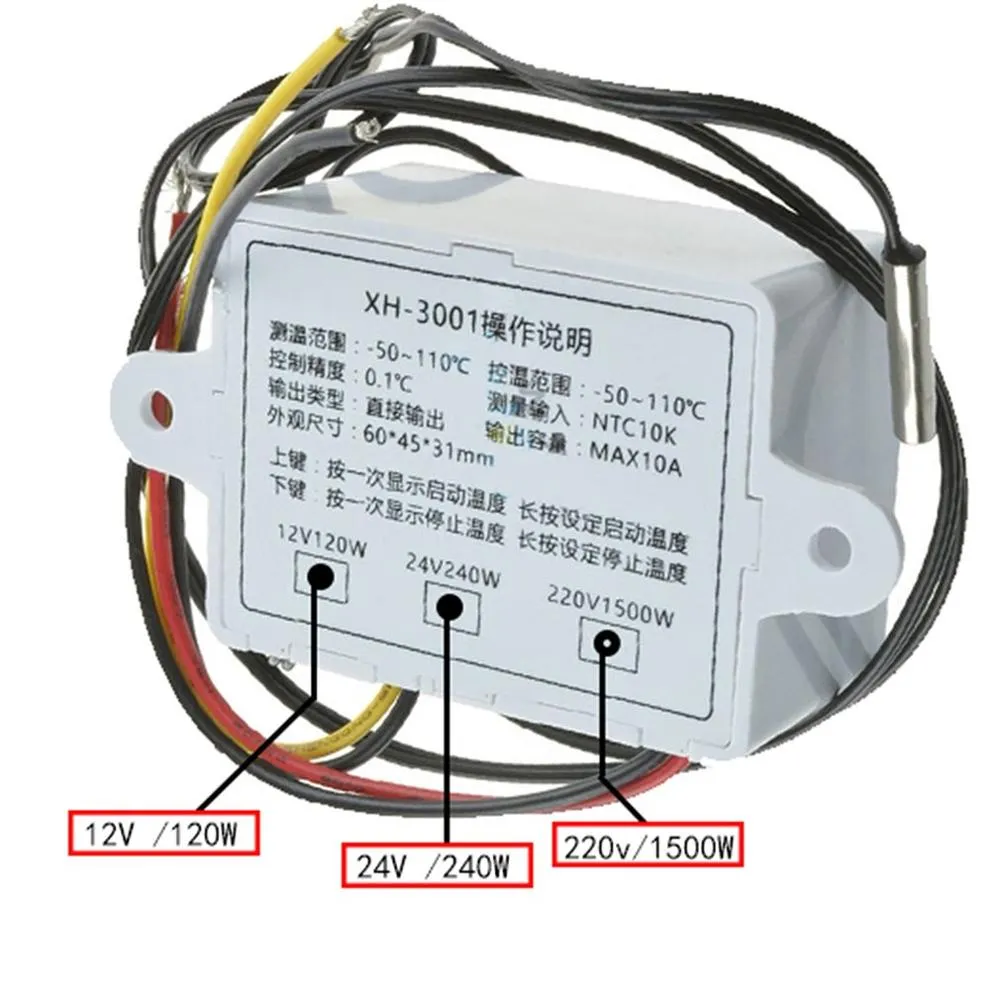 DHgate.com:10A 12V 24V 220VAC Digital LED Temperature Controller XH ...