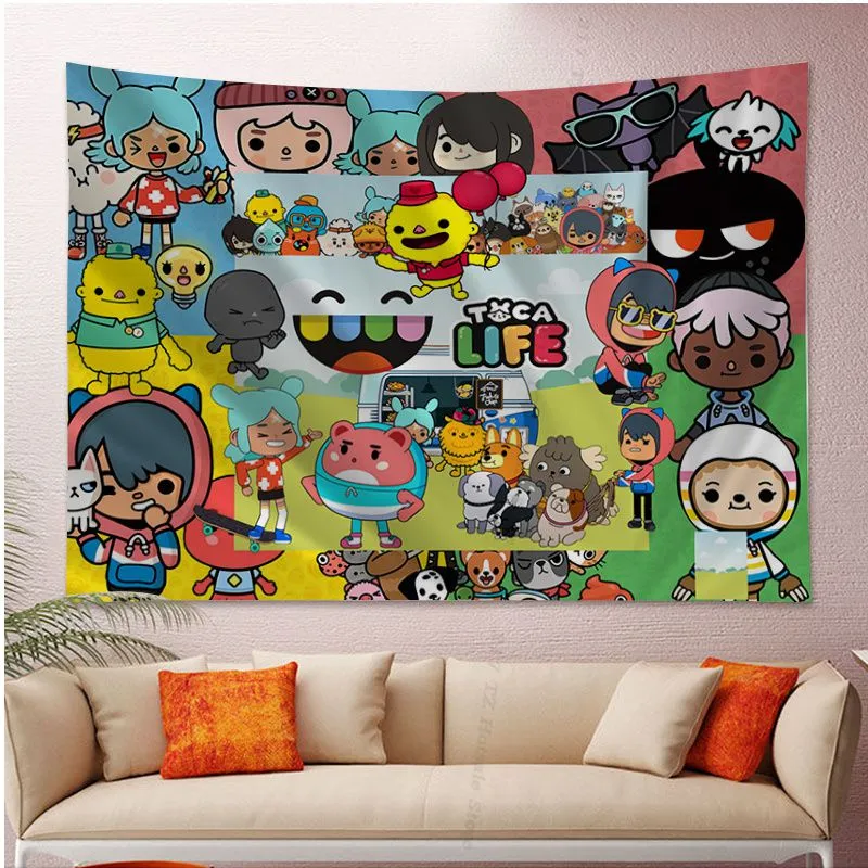 Anime Tapestry, Toca Boca Toca Life World Game Wall Tapestry, Japanese ...