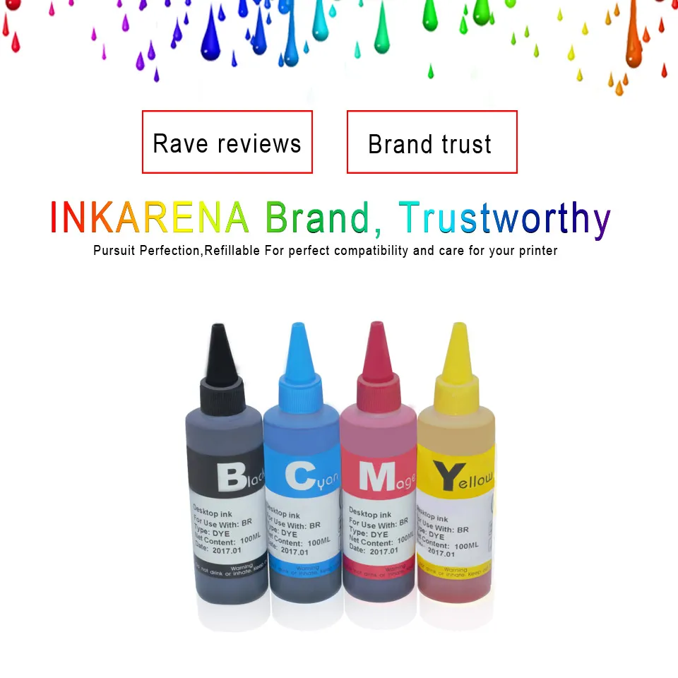 Universal Dye Ink Refill Kit 100ML Bulk Ink Bottle for HP Inkjet ...