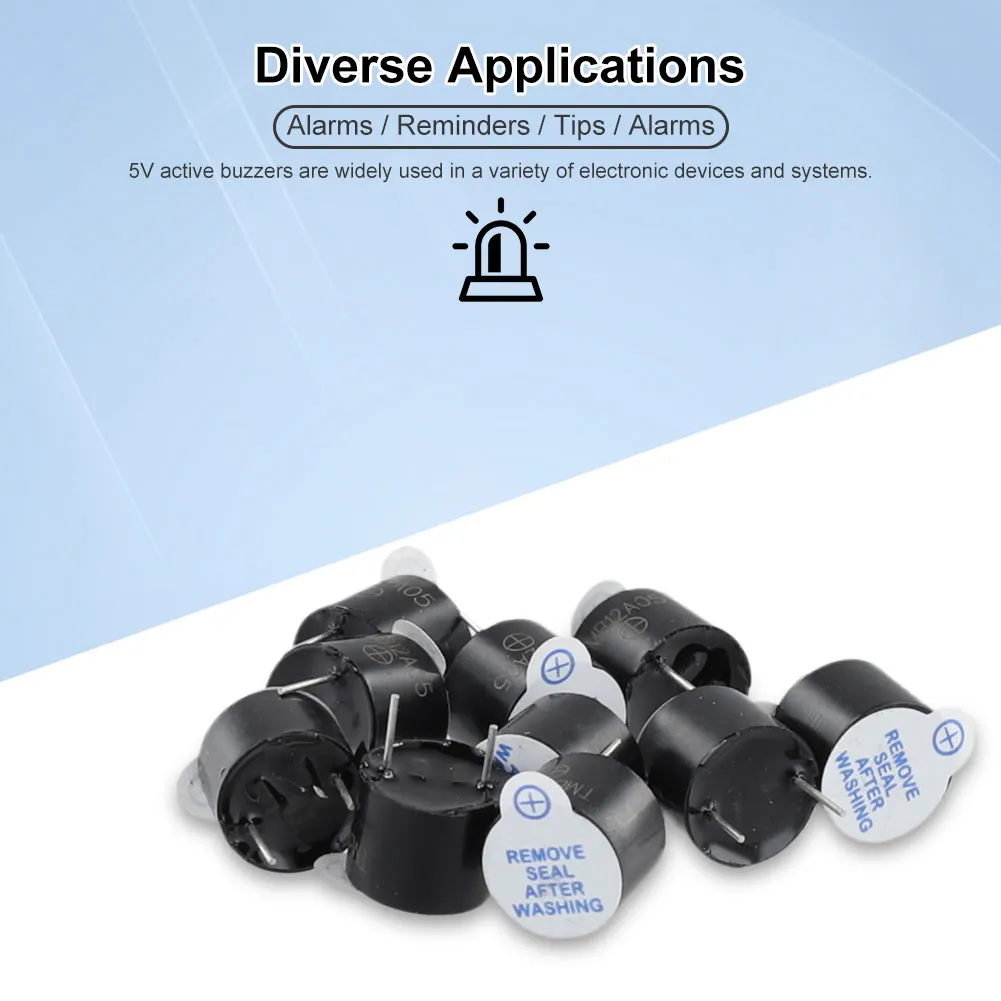 10-Pack 5V Active Buzzer: 129.5mm Loud Continuous Beeping Sounder ...