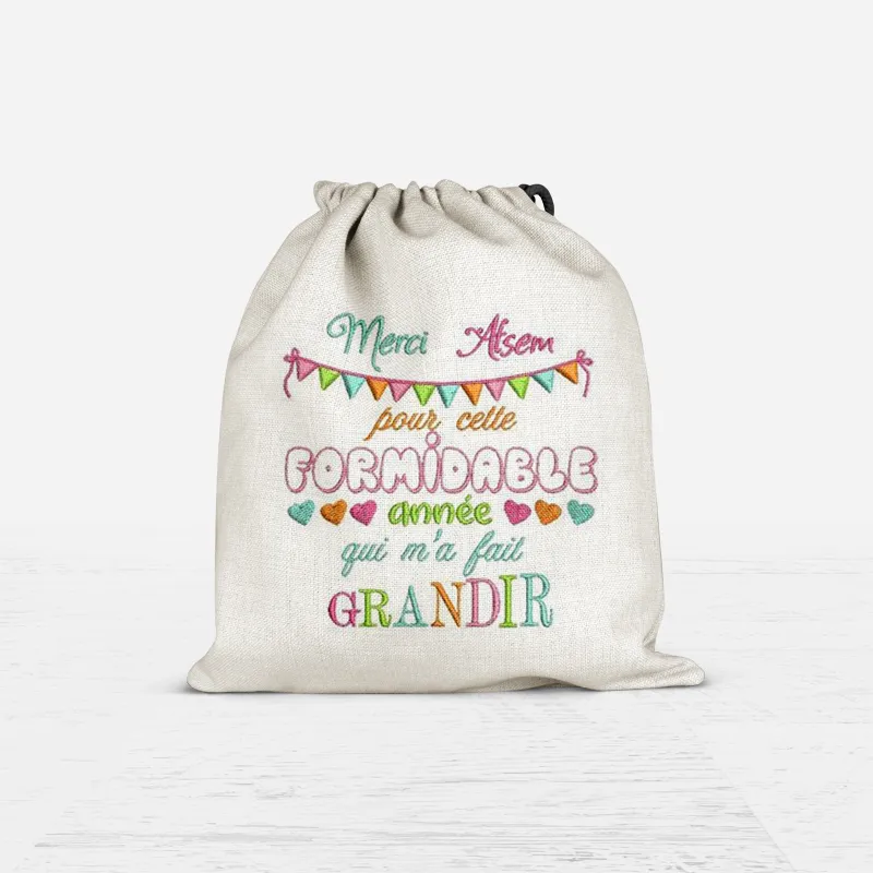 Personalized Linen Drawstring Pouch with Custom Logo, Text, or Picture ...