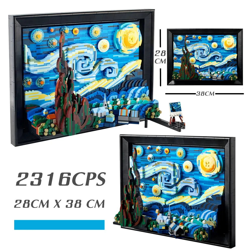 Starry Night Tapestry Inspired Building Block Set Vincent Van Gogh ...