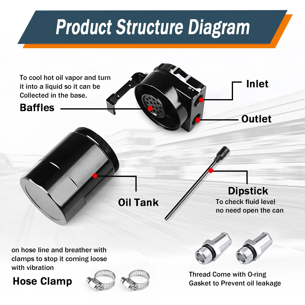 Universal 300ml Oil Catch Can Kit - Aluminum Engine Reservoir Tank with ...