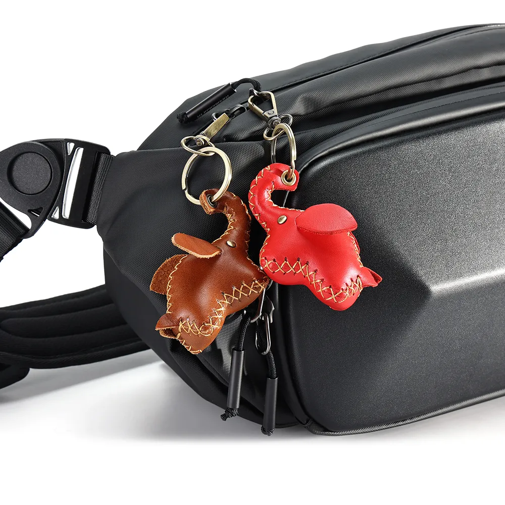 2024Handcrafted Genuine Leather Elephant Keychain: Unique Animal Car ...