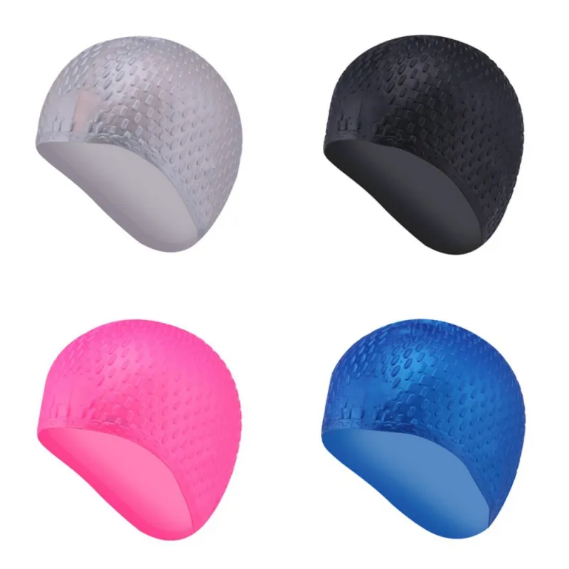 Silicone Rubber Swimming Cap Waterproof Swim Caps 3D Ergonomic Design ...