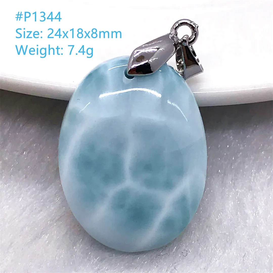 Natural Blue Larimar Pendant Necklace with Sterling Silver Chain for ...