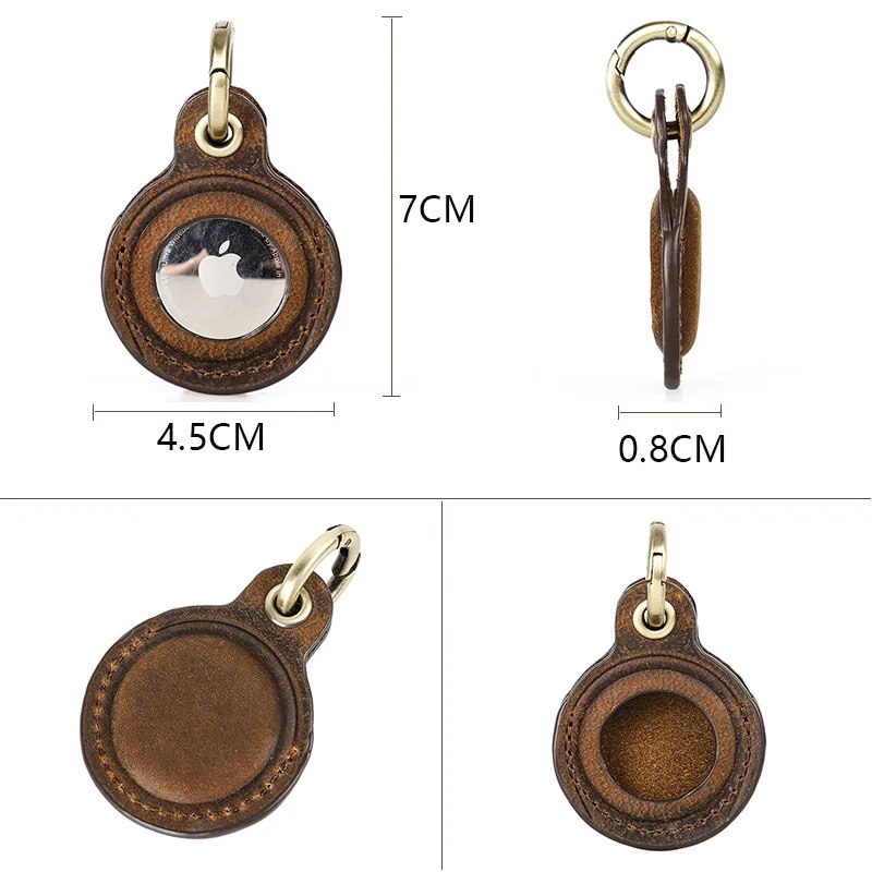 DHgate.com:Luxury Genuine Leather Protective AirTag Case | Retro Style ...