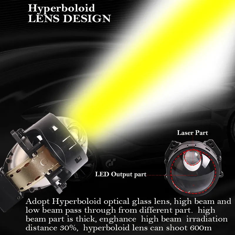 DHgate.com:3'' Bi-LED Laser Projector Headlights - 67W 6000K 26000Lux ...