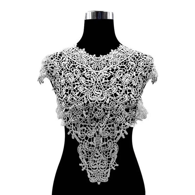 White Lace Collar Embroidered Applique Neckline Trim Fabric for Sewing ...
