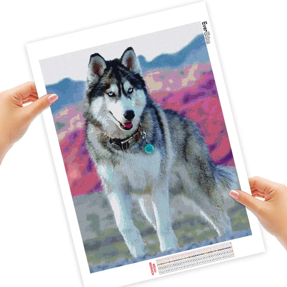 DHgate.com:Husky Diamond Painting Kit: Full Square Drill, Animal Cross ...