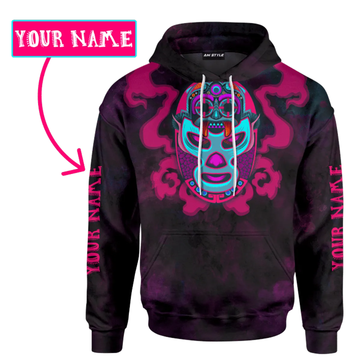 Aztec Jacket Men, Tlaloc Mexican Wrestling Mask 3D Hoodie Maya Aztec ...