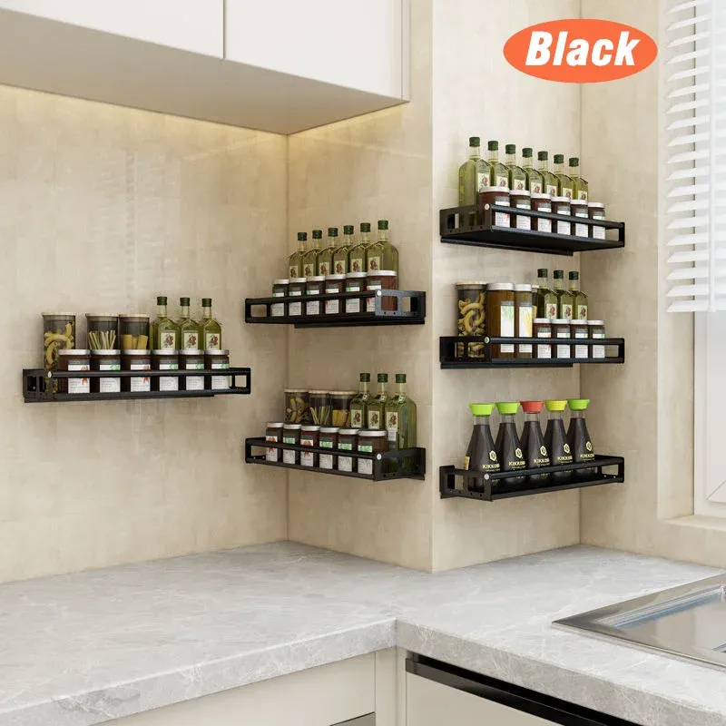 Wall-Mount Kitchen Organizer: Space-Saving Spice Rack Shelf with ...