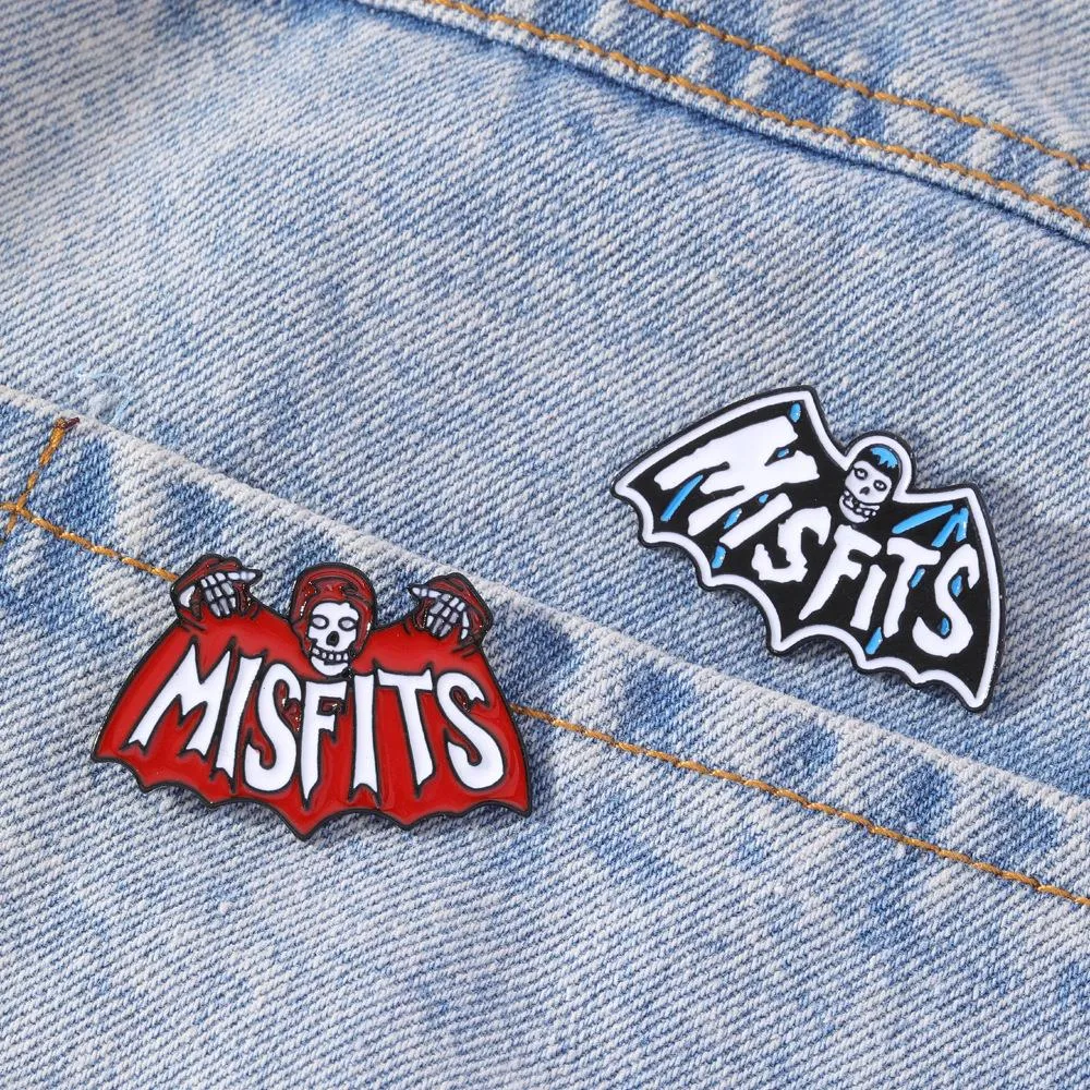 Punk Misfits Bat Fiend Enamel Brooch Pin Metal Badge For Jackets, Jeans ...