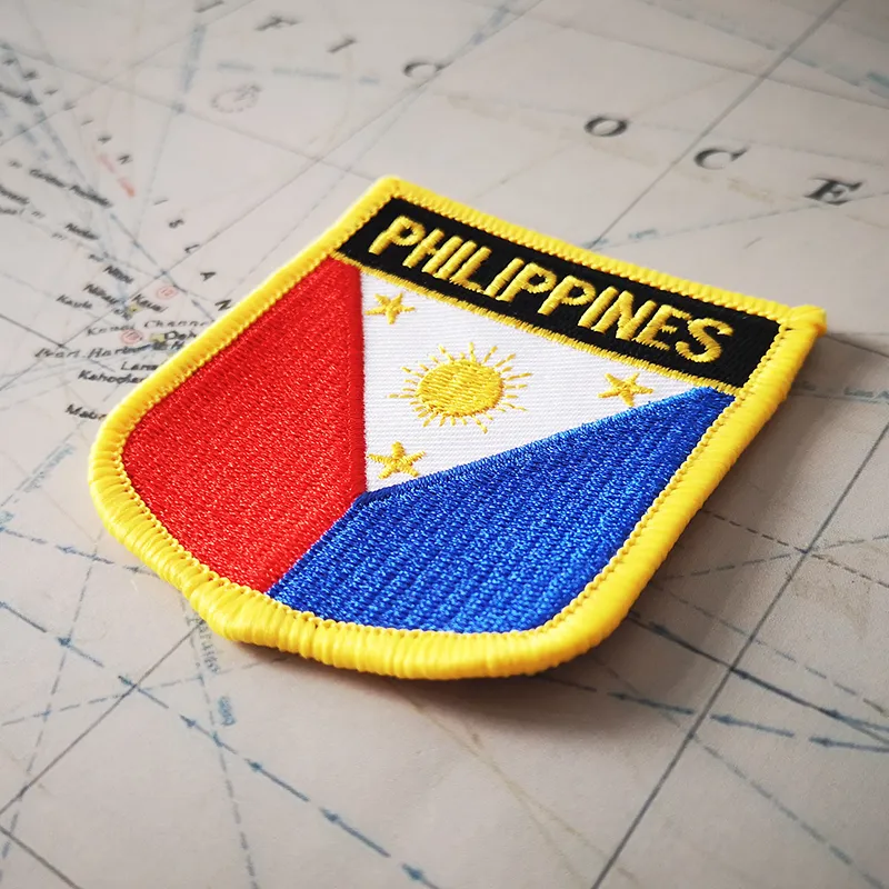 Philippines National Flag Embroidery Patches Square Shield Badge Pins ...