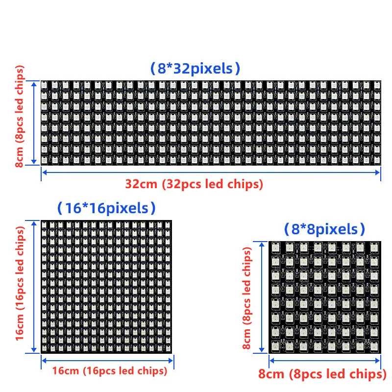 WS2812B LED Light Strip Individually Addressable RGB Pixel Matrix Panel ...