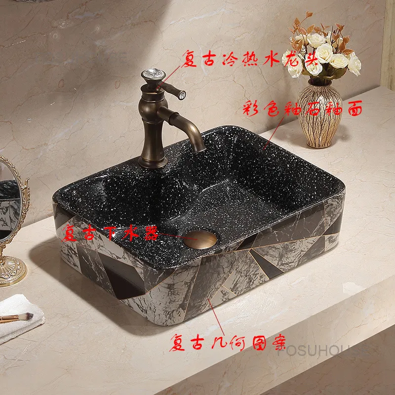 European Home Washbasin Ceramic Color Bathroom Sinks Square Round Oval ...