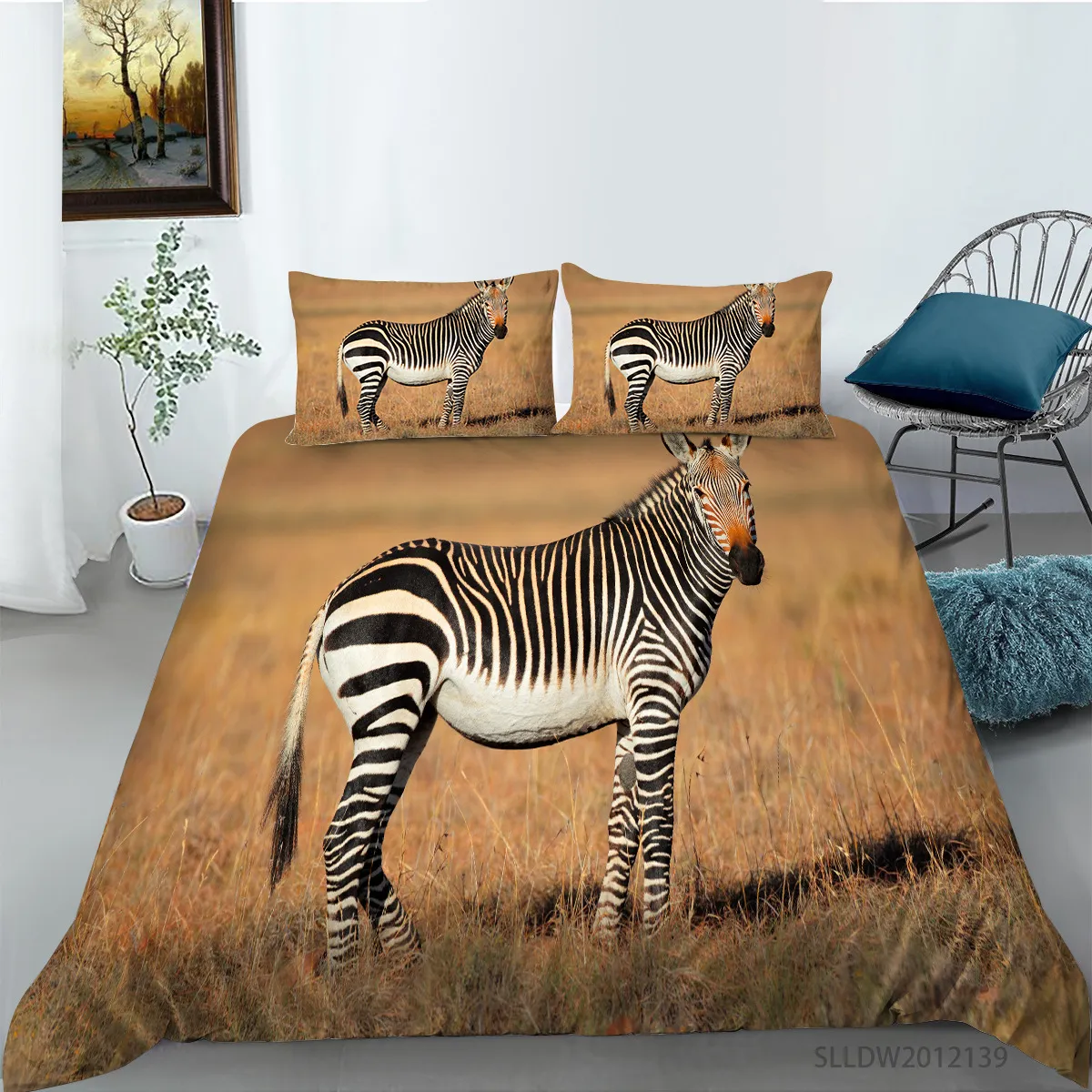 King Size Zebra Print Comforter Set - 3D African Animal Bedding, Best ...